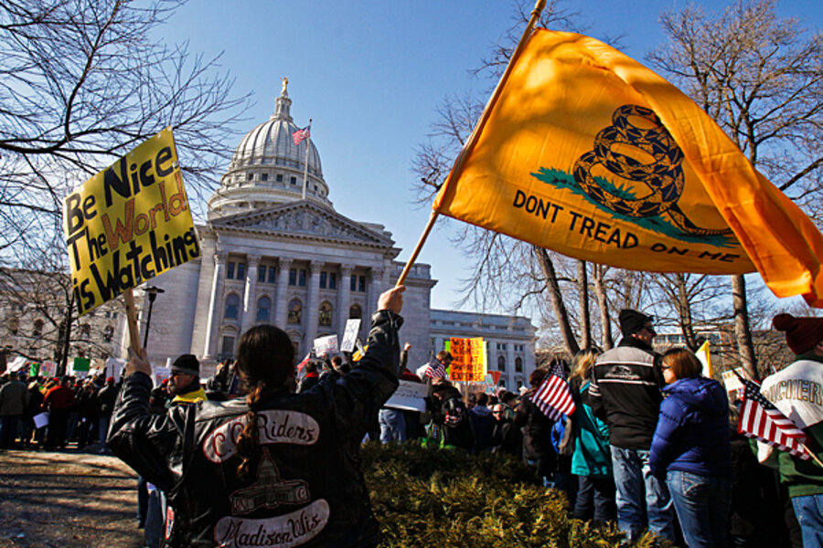 Wisconsin protest signs - CSMonitor.com