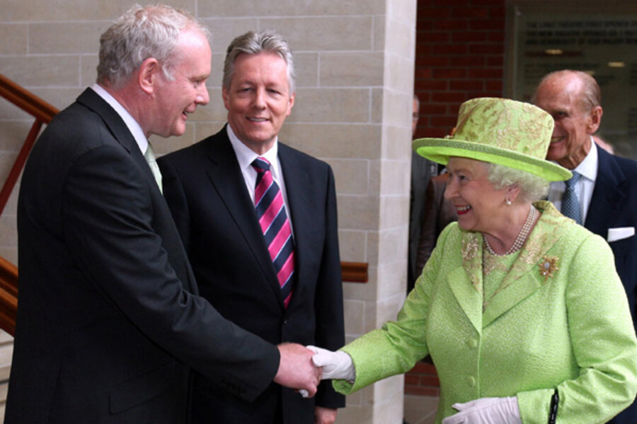 Historic handshake between British queen and Irish republican ...