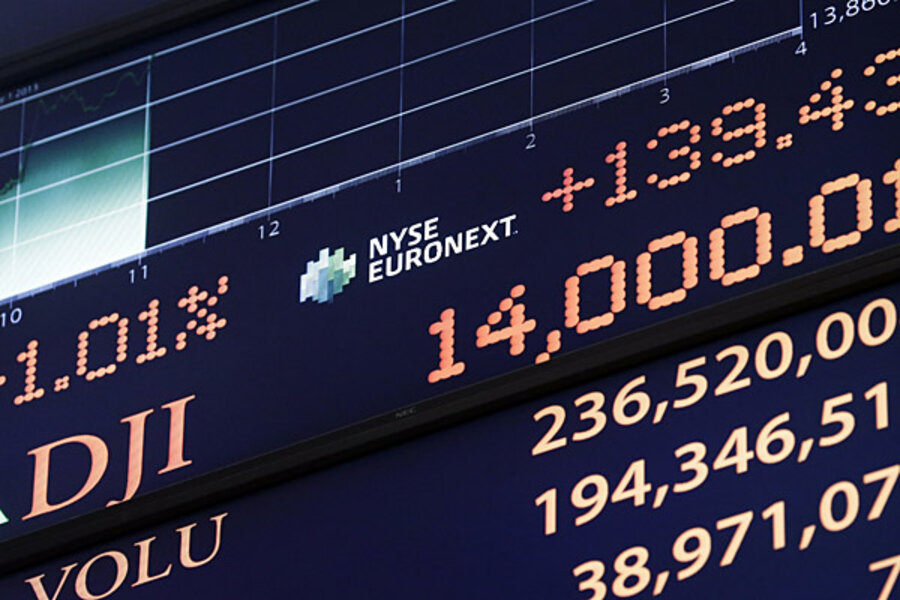 Stocks rise; Dow closes above 14,000 - CSMonitor.com