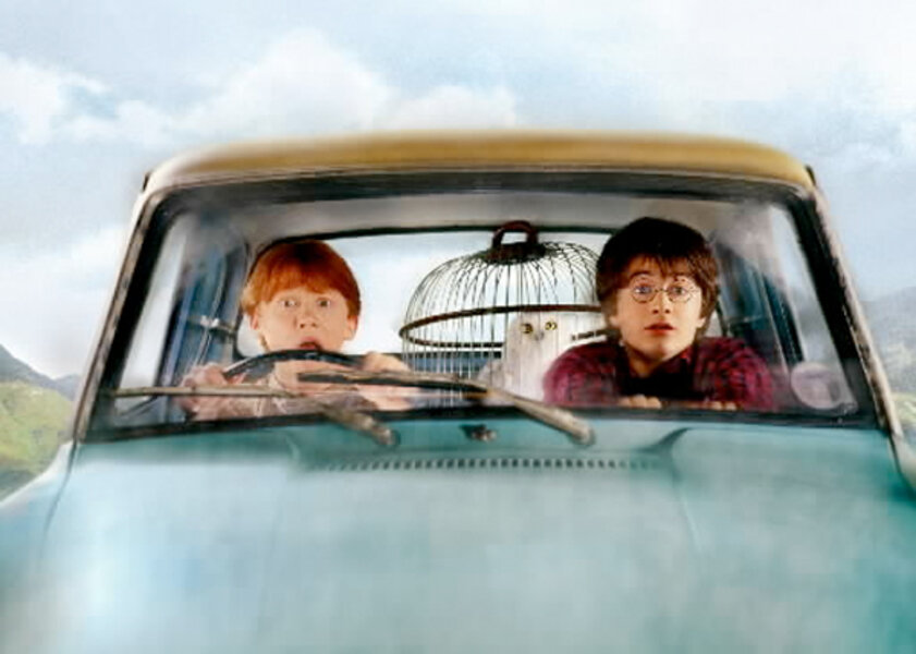 What happens when Harry and Ron arrive in the Weasleys' flying car? - CSMonitor.com