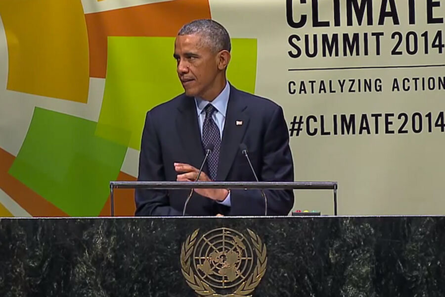 Obama sounds climate alarm at UN, pledges carbon cuts - CSMonitor.com