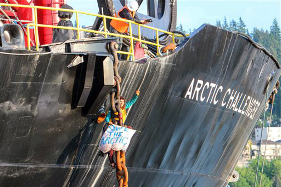 Arctic drilling update: Protester leaves Shell ship after hanging on ...