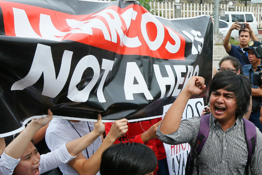 Despite protests, Marcos is buried at heroes' cemetery - CSMonitor.com