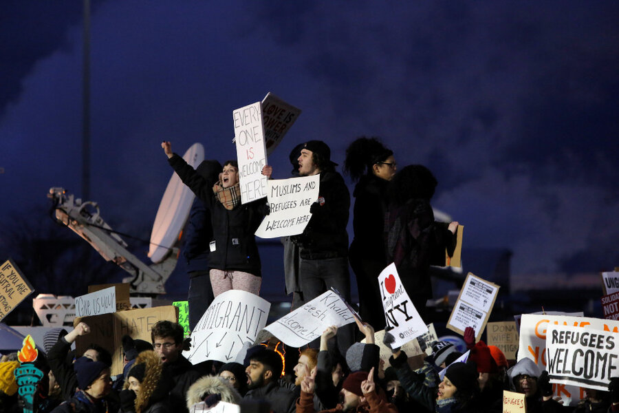Following night of protest, judge grants stay on executive immigration ...