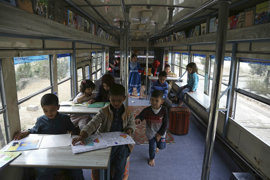 A colorful bus brings books and joy to Afghan children - CSMonitor.com