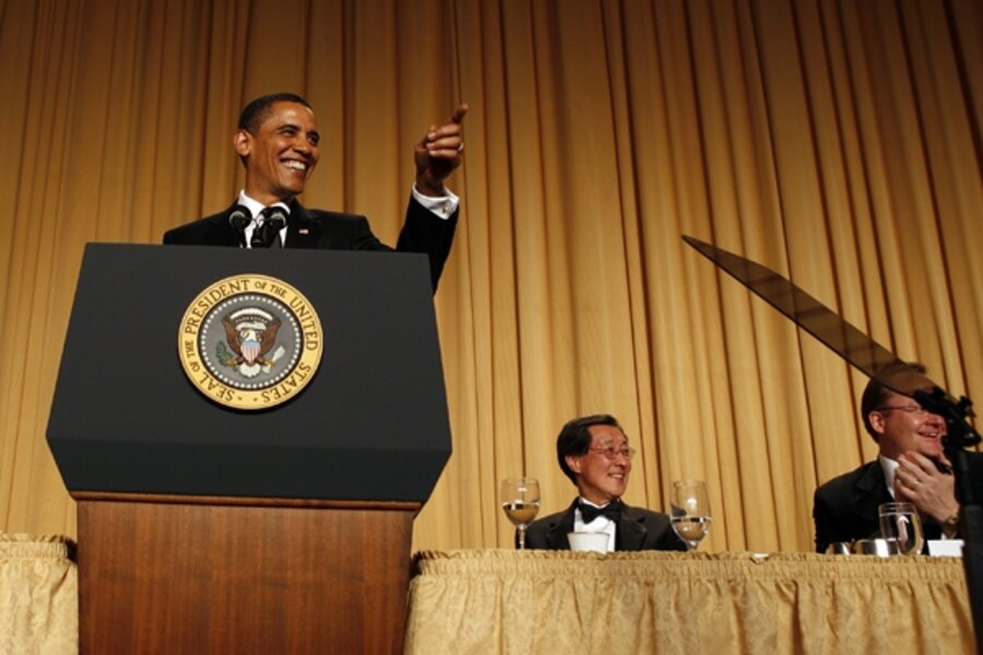 Obama lampoons Biden, teleprompters and staff at big dinner - CSMonitor.com