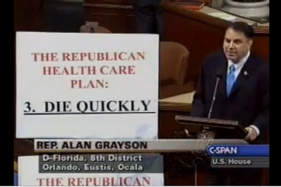 For Alan Grayson, a liberal rebel, 'die quickly' was tame - CSMonitor.com