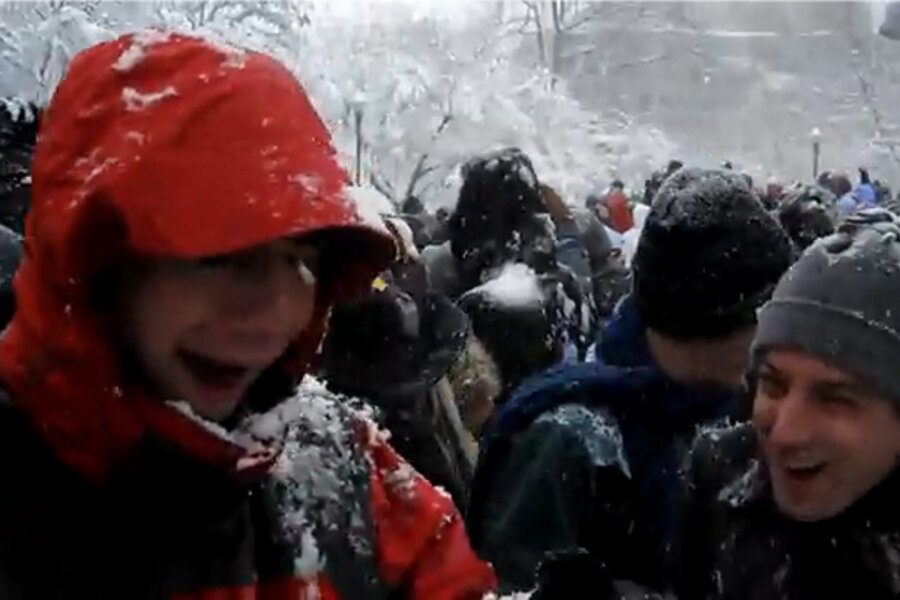 DuPont Circle snowball fight erupts as Washington, DC blasted by snow ...
