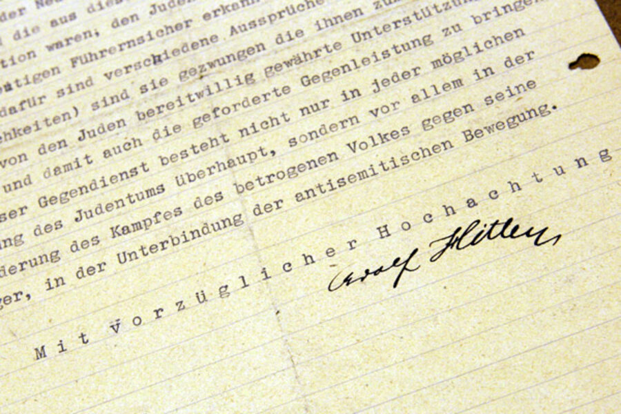 Early Hitler letter on Jews unveiled in NYC - CSMonitor.com