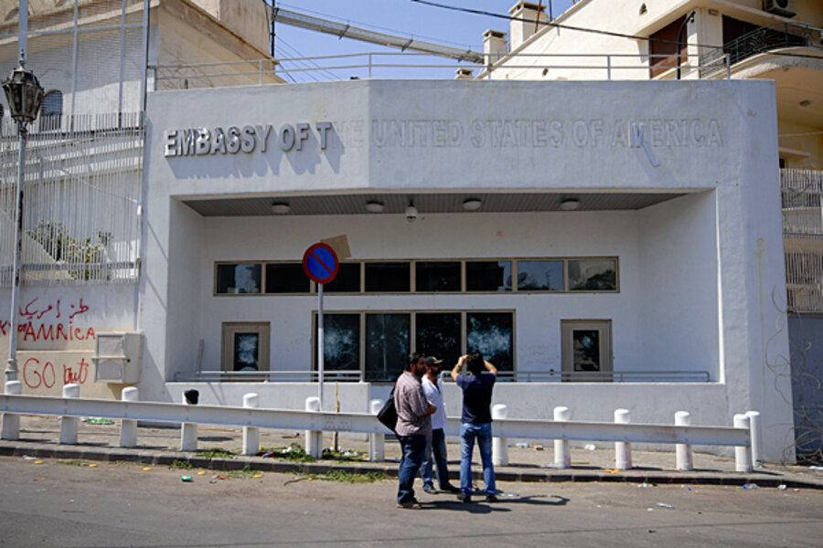 Syria: Pro-Assad protesters attack US embassy in Damascus - CSMonitor.com